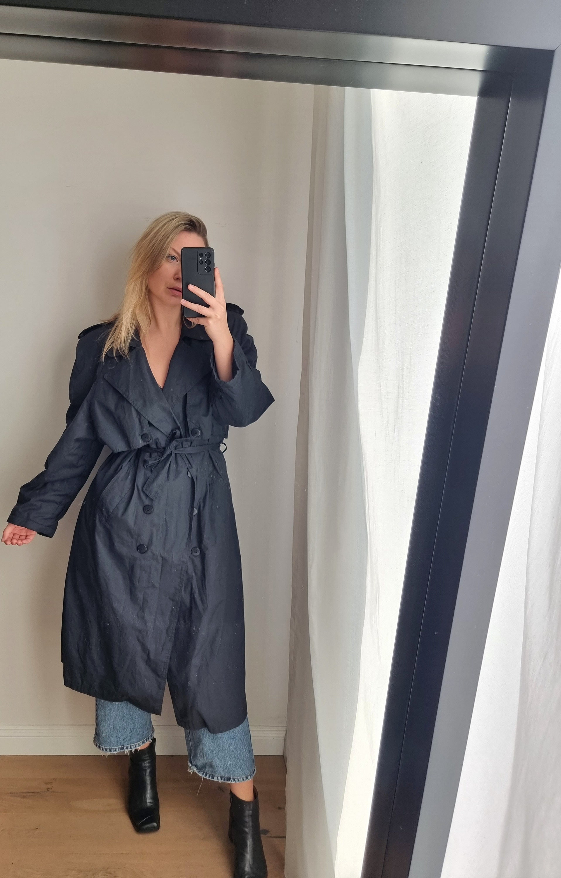 Made in France PRESTIGE DE PARIS Rain Coat With Shoulder Pads / Very ...