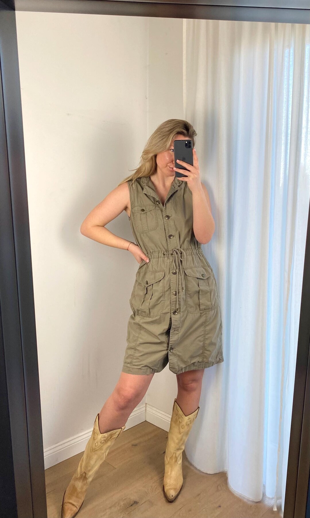 Ralph Lauren Safari Style Dress / Light Summer Dress / Summer Pocket ...