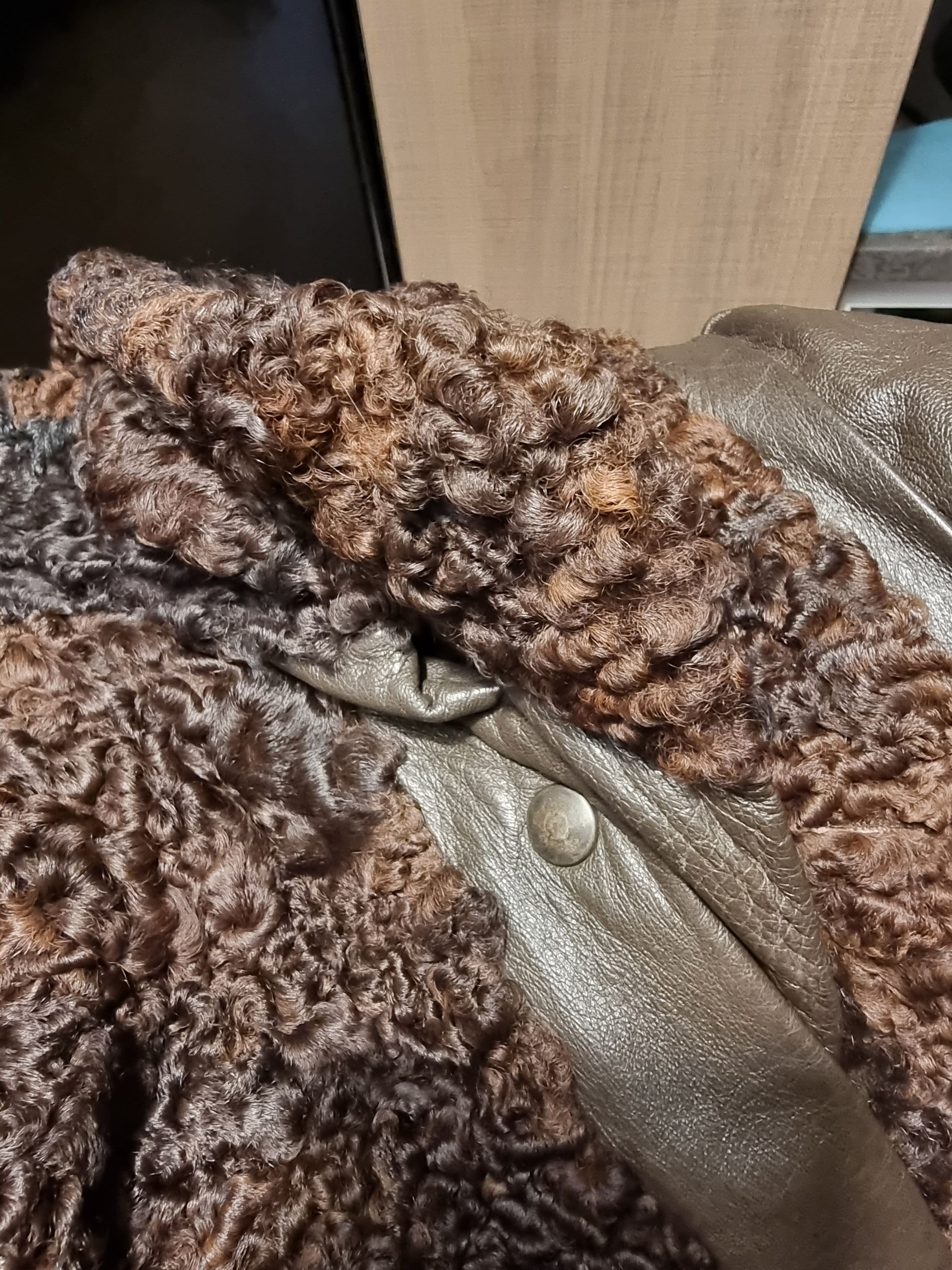 Persian Lamb Fur Coat / Karakul Jacket / Puff Sleeves Fur and Leather ...