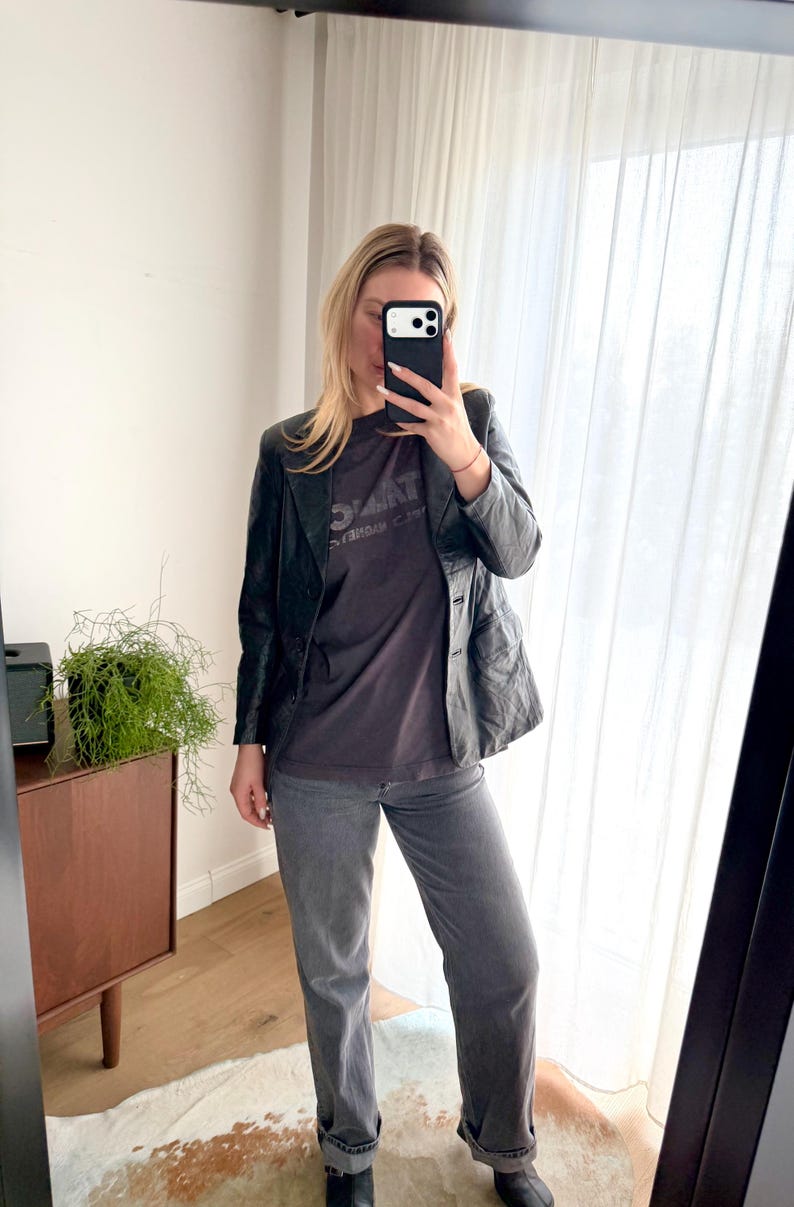 Black Real Leather Jacket - Etsy