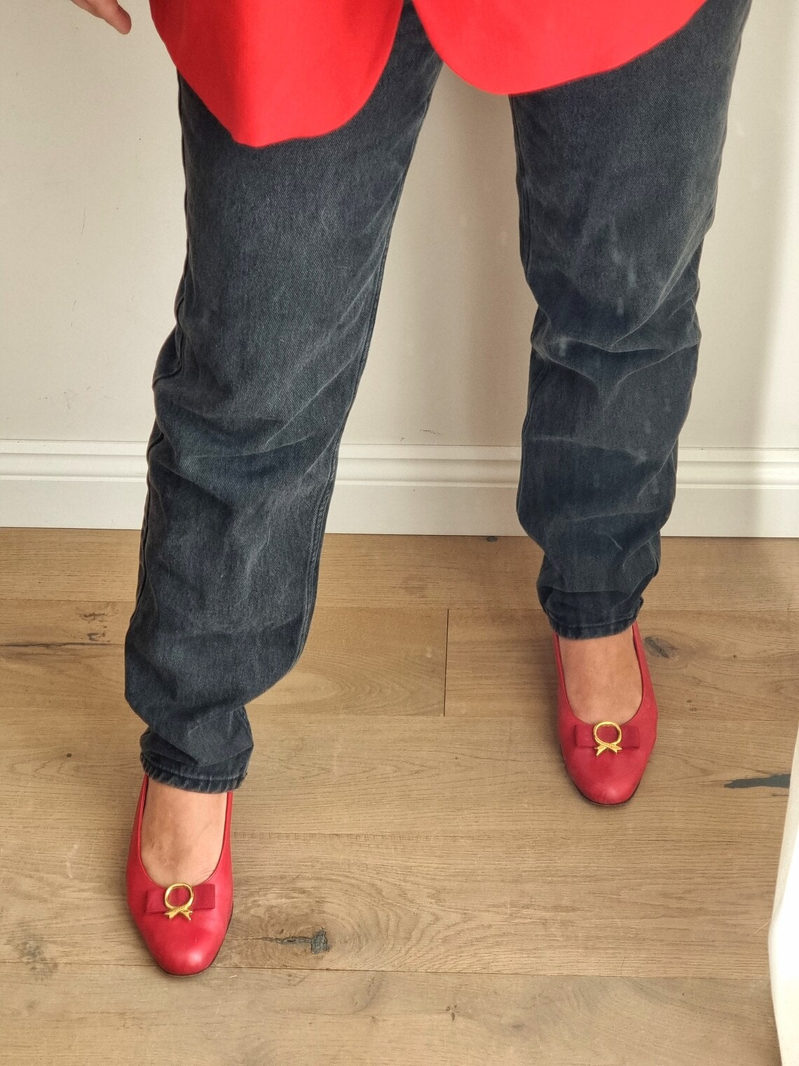 BALLY Switzerland Red Leather Flats / Vintage Bally Leather Flats ...