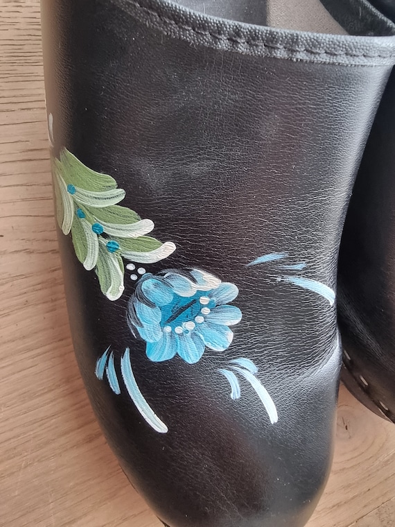 Hand Painted Wedge Clogs / Wooden Platforms Chunky He… - Gem