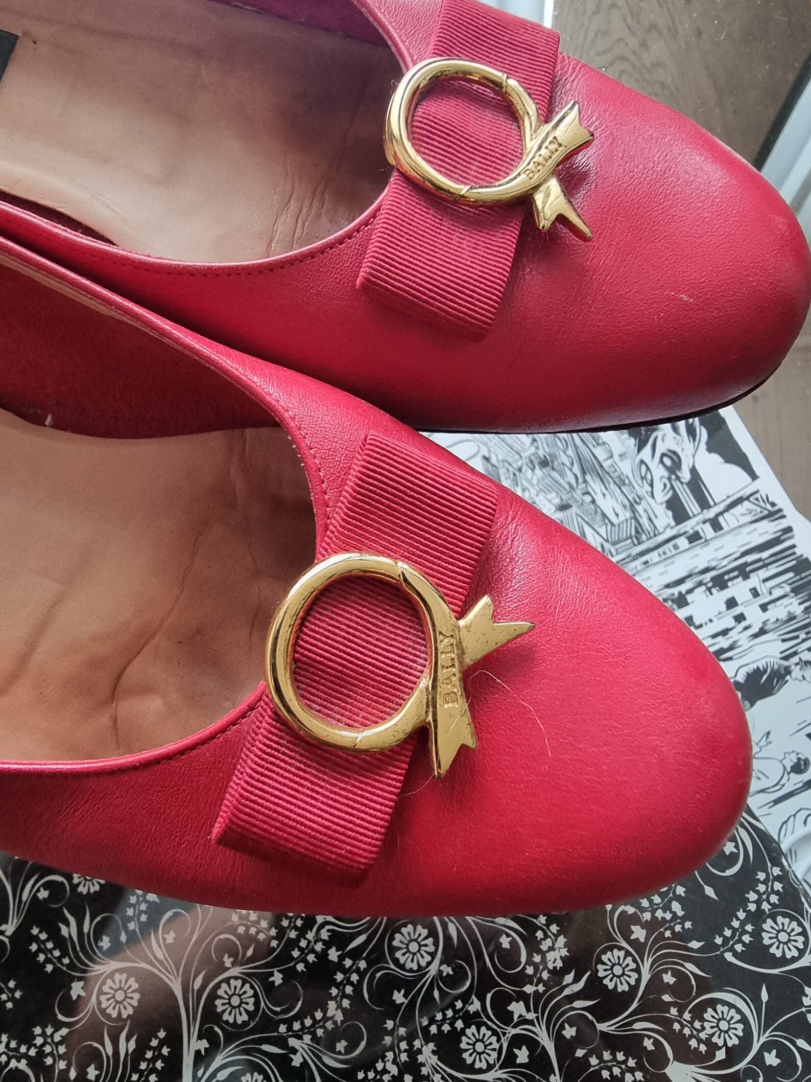 BALLY Switzerland Red Leather Flats / Vintage Bally Leather Flats ...