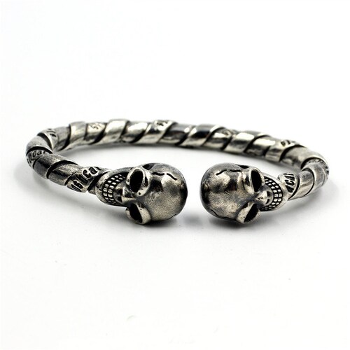 Sterling Silver Skull Bracelet - Etsy