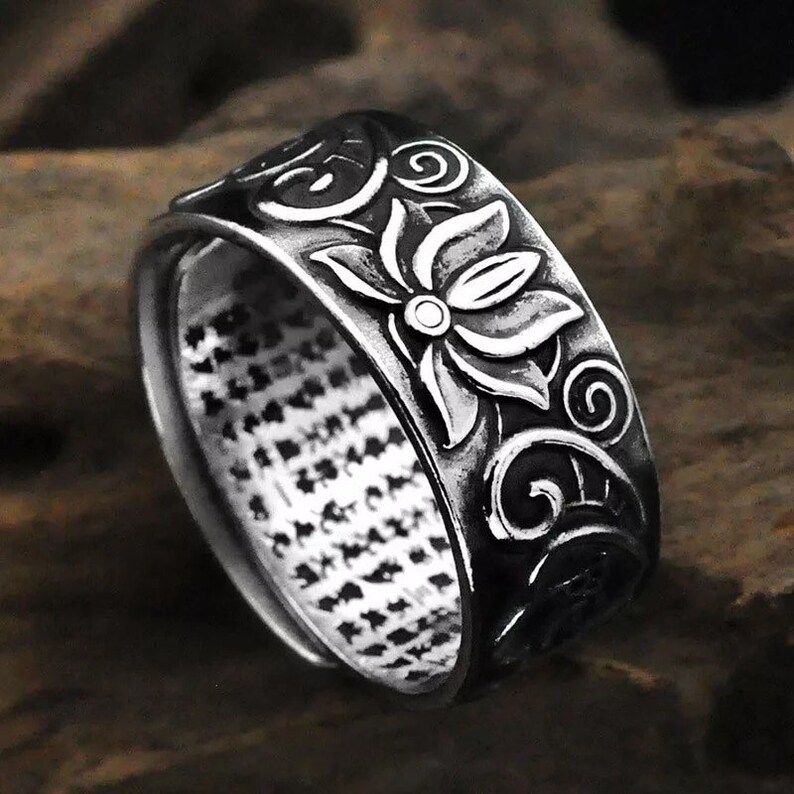 Silver Lotus Ring Men Women Lotus Flower Ring Sterling Silver - Etsy
