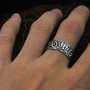 Silver Lotus Ring Men Women Lotus Flower Ring Sterling Silver - Etsy