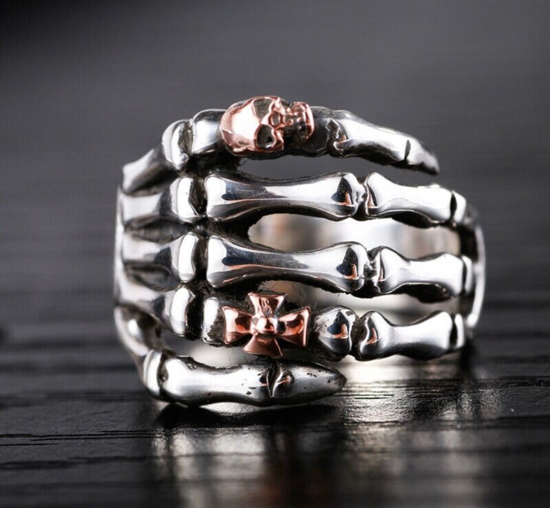 Silver Skull Ring Women Men Skeleton Ring - Etsy