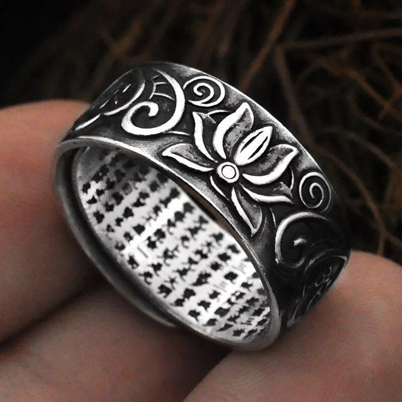 Silver Lotus Ring Men Women Lotus Flower Ring Sterling Silver - Etsy