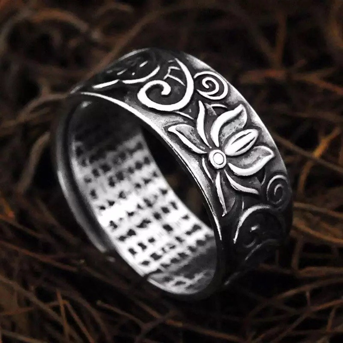 Silver Lotus Ring Men Women Lotus Flower Ring Sterling Silver - Etsy