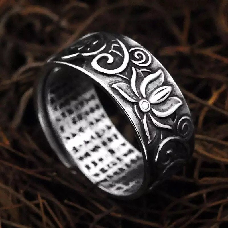 Silver Lotus Ring Men Women Lotus Flower Ring Sterling Silver - Etsy