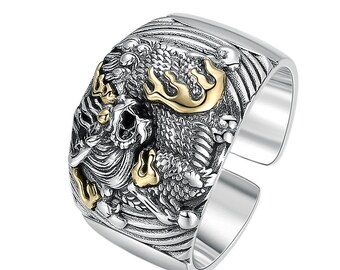 925k Silver Winged Dragon Ring Handmade Men Ring Sterling - Etsy