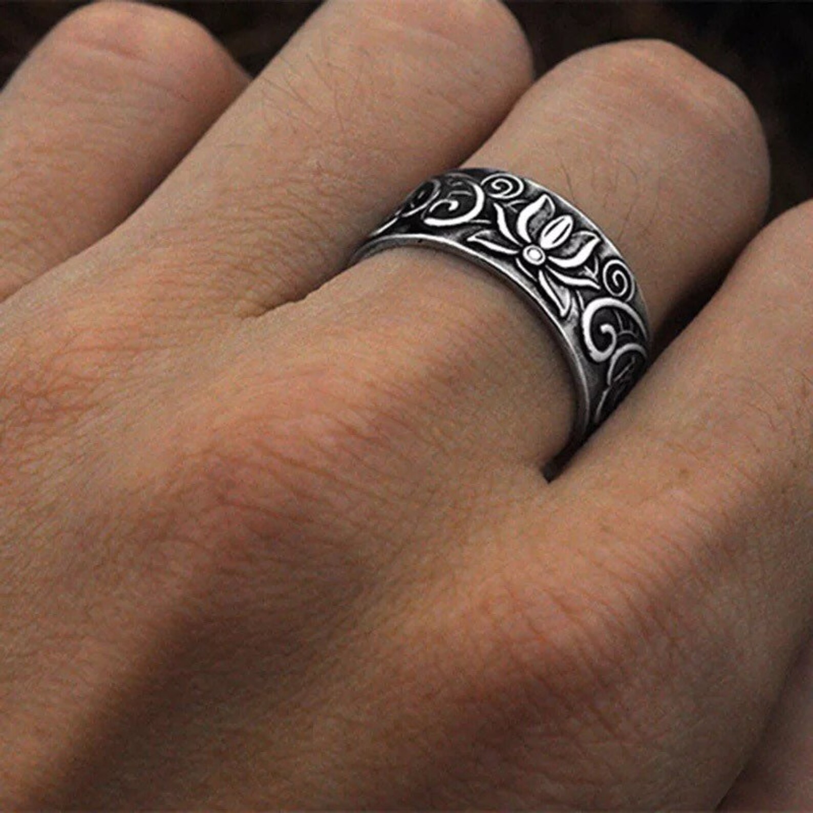 Silver Lotus Ring Men Women Lotus Flower Ring Sterling Silver - Etsy