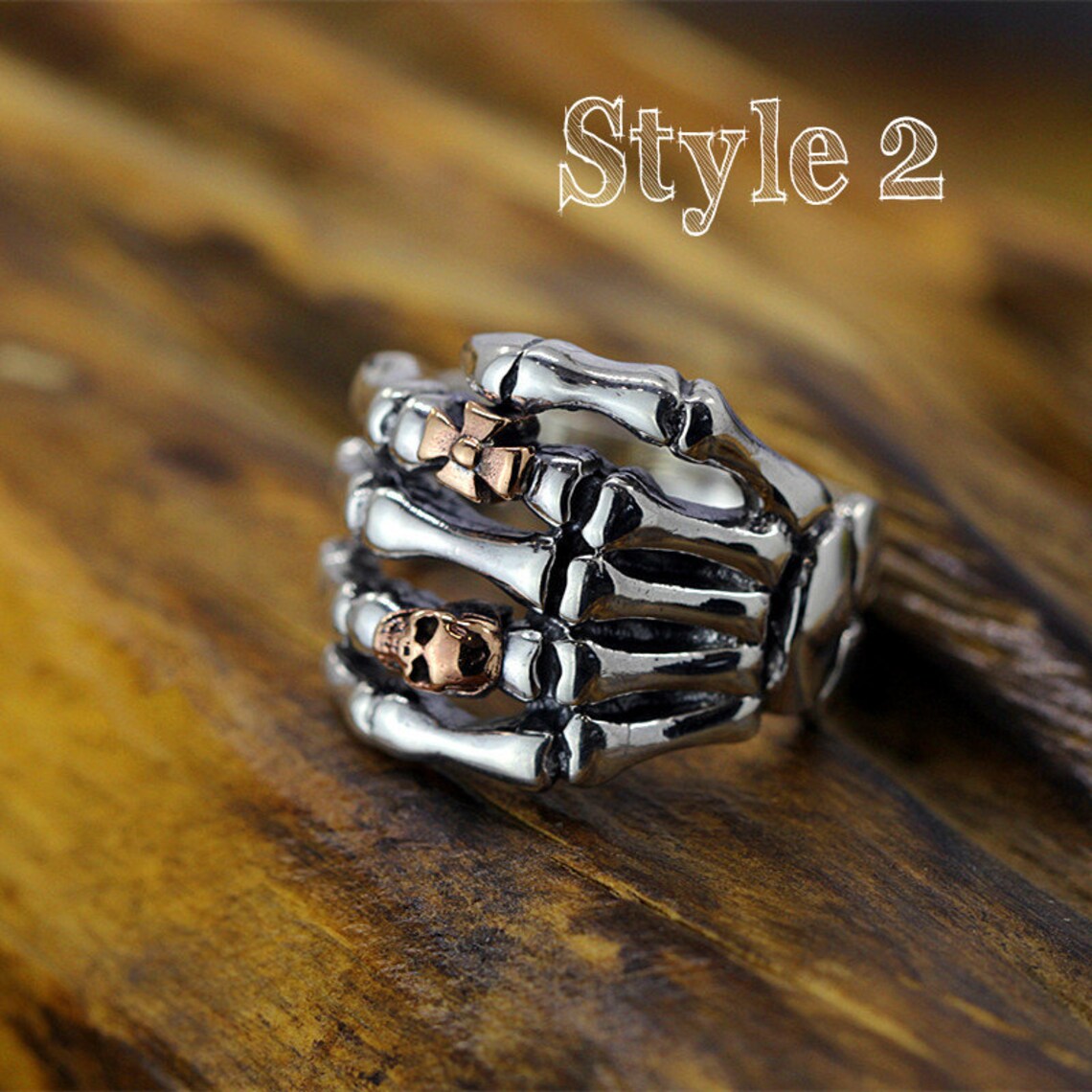 Sterling Silver Skeleton Hand Ring Skull Ring | Etsy