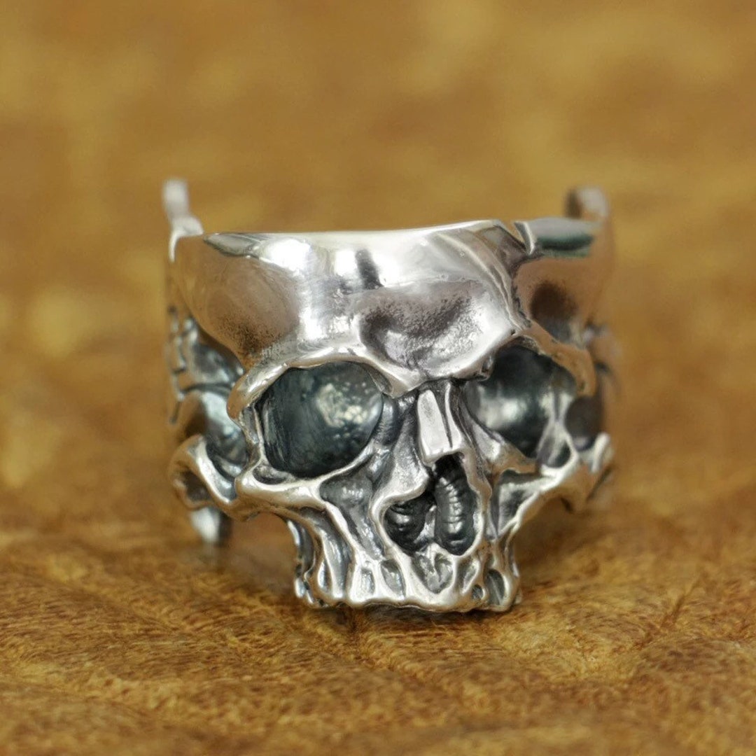 Skull Ring for Men Women Sterling Silver - Etsy