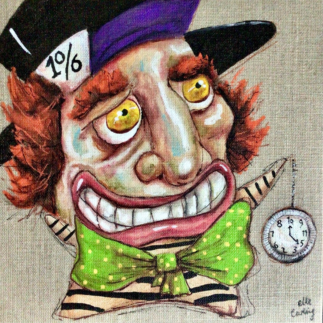 Original Painting Mad Hatter Alice in Wonderland Artwork. - Etsy