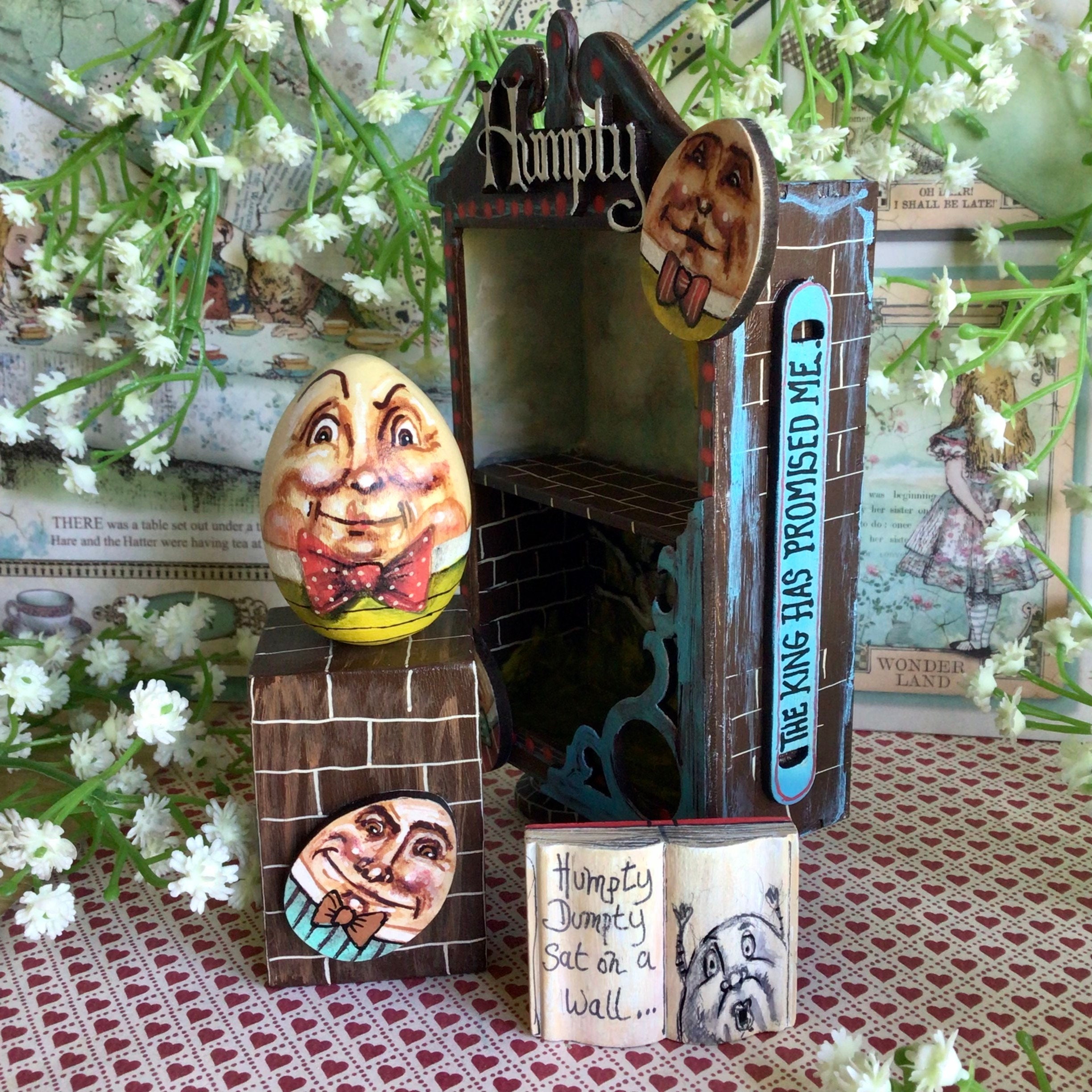 Hand painted Humpty Dumpty diorama Art Box. Alice in | Etsy