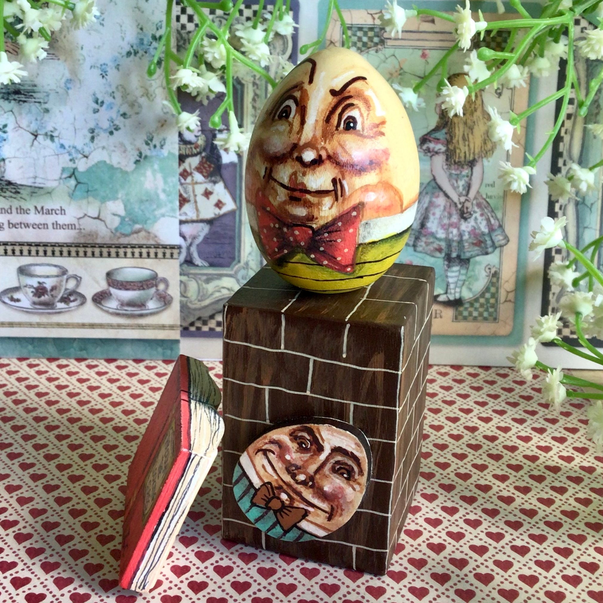 Hand Painted Humpty Dumpty Diorama Art Box. Alice in Wonderland ...