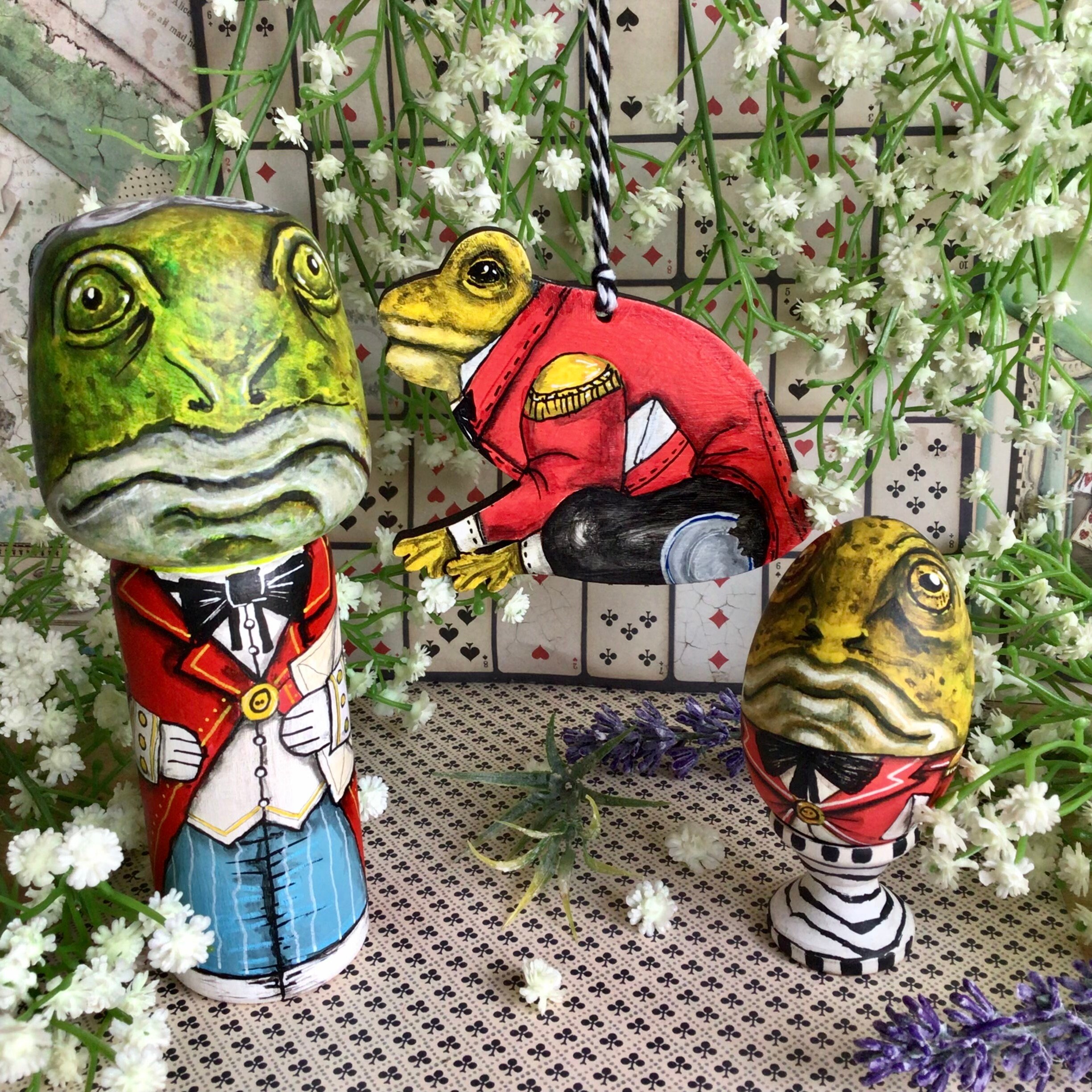 A Fabulous Frog Footman From Alice in Wonderland. Large Wooden Kokeshi ...