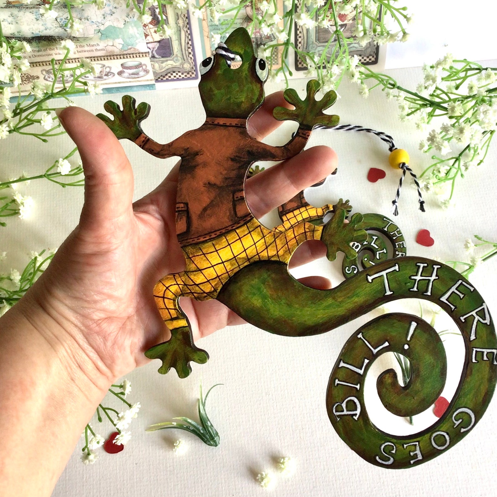 There Goes Bill! Large Hand Painted Bill the Lizard Hanging Decoration ...
