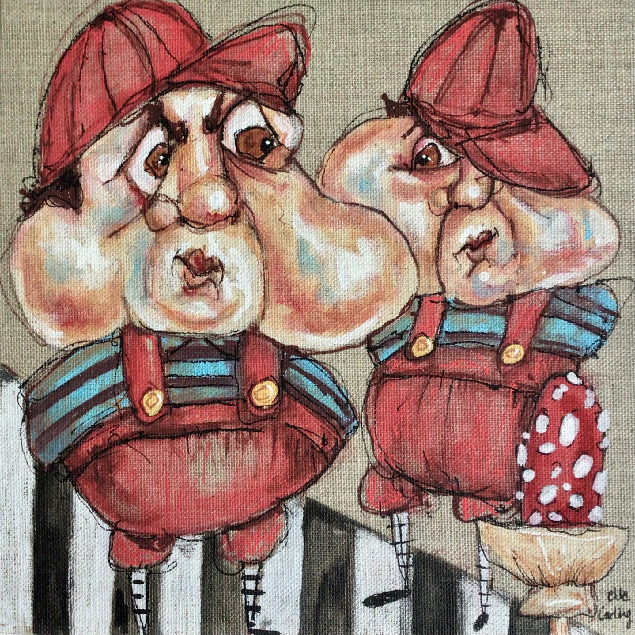 Original Painting the Tweedles Alice in Wonderland Artwork. Through the ...