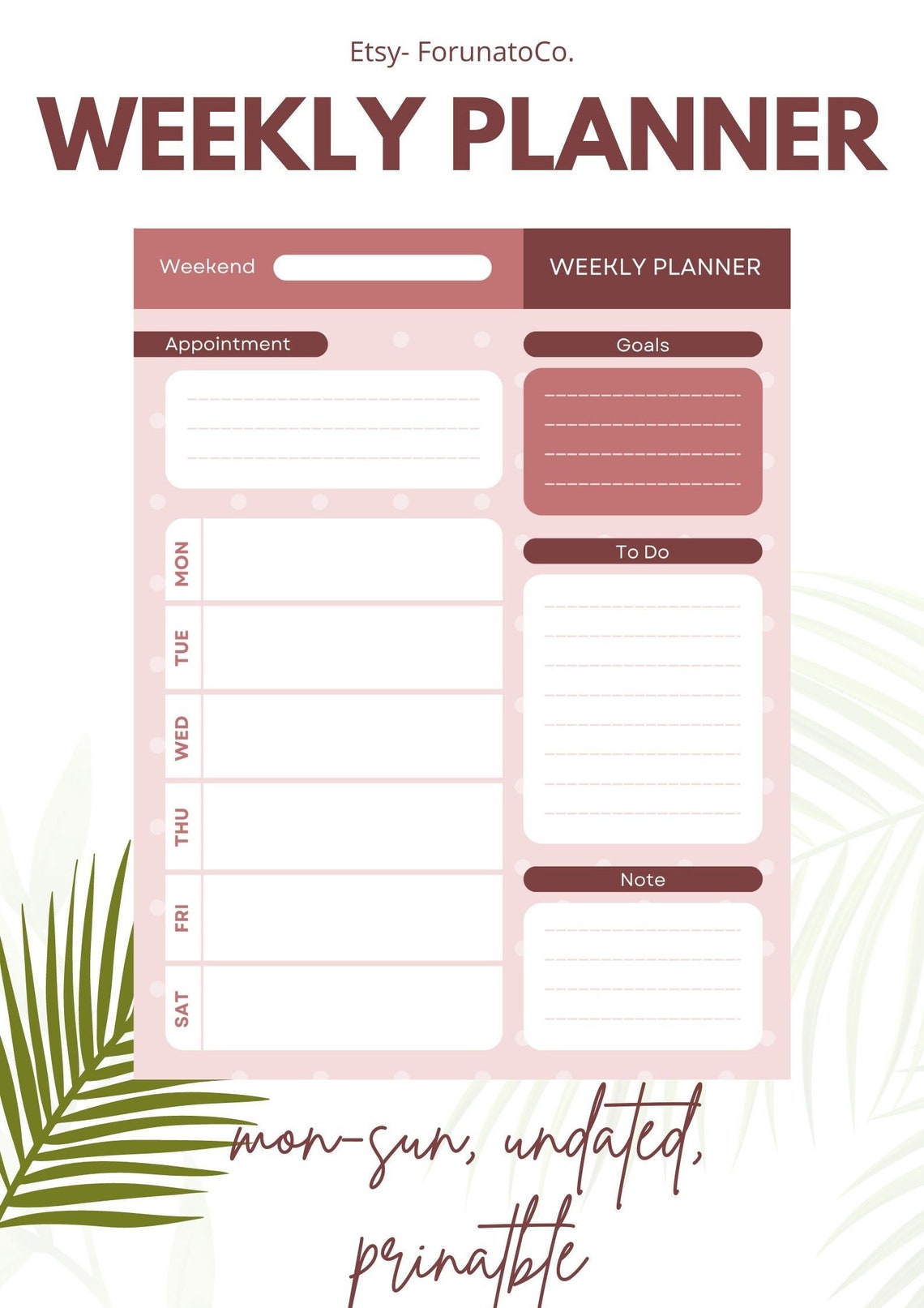 Weekly Planner Printable | Weekly Planner | Printable Planner ...