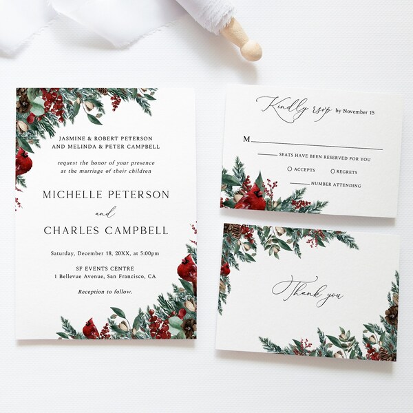 Christmas Wedding Invitations - Etsy