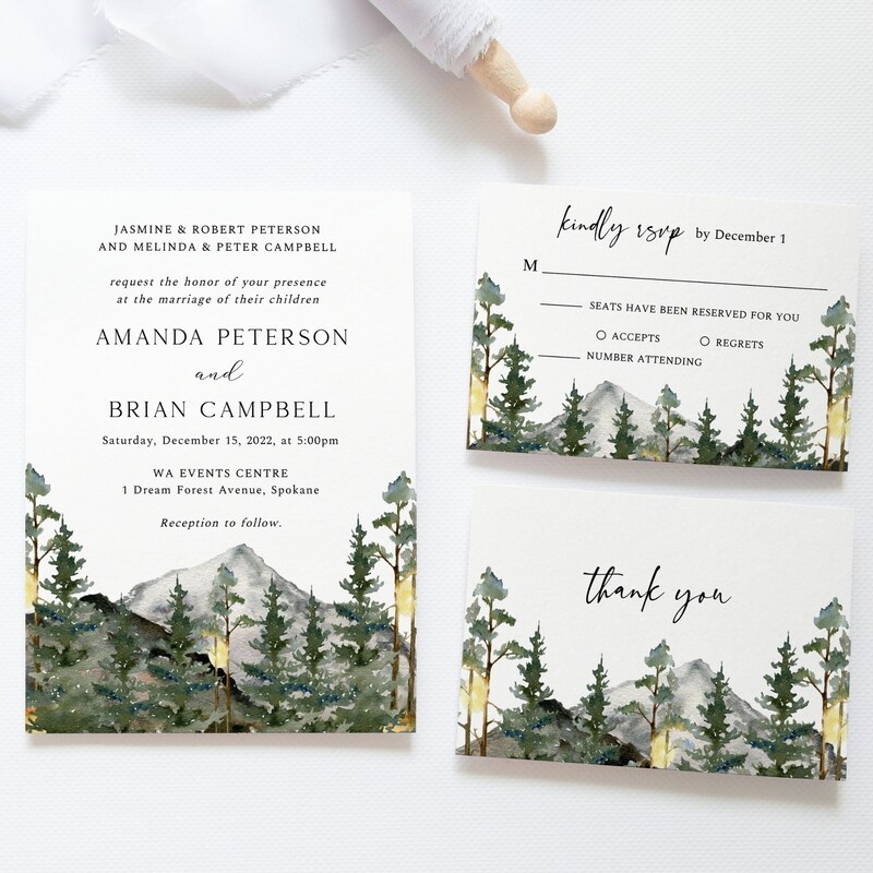 Pine Tree Invitation - Etsy