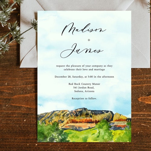 Desert Wedding Invitationscustom Illustrated Wedding | Etsy