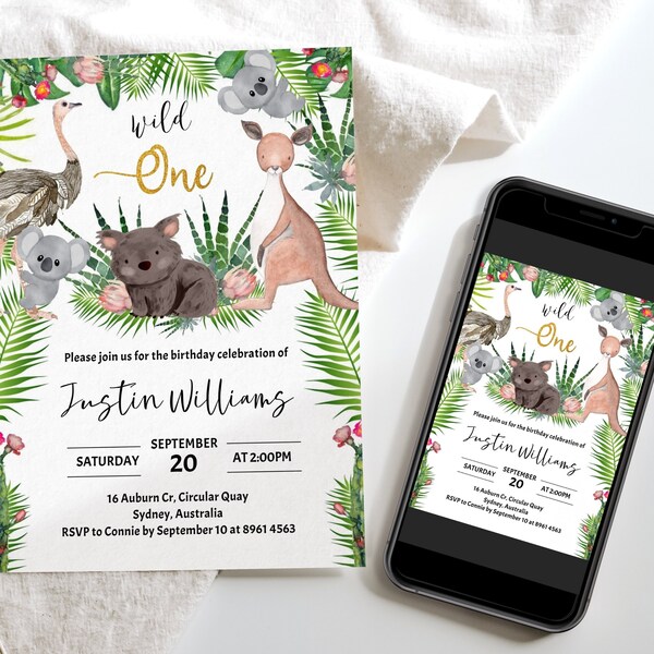 Australian Wildlife Invitation - Etsy