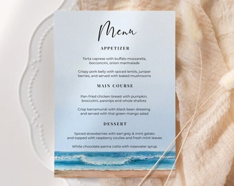 Beach Theme Menu Printable - Etsy