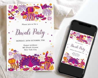 Diwali Invite, Editable Diwali Invitation, Beautiful Diwali Greeting ...