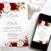 Red and White Wedding Invitation, Red Roses Wedding Invite, Floral ...