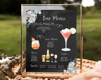 Floral Cocktail Menu - Etsy