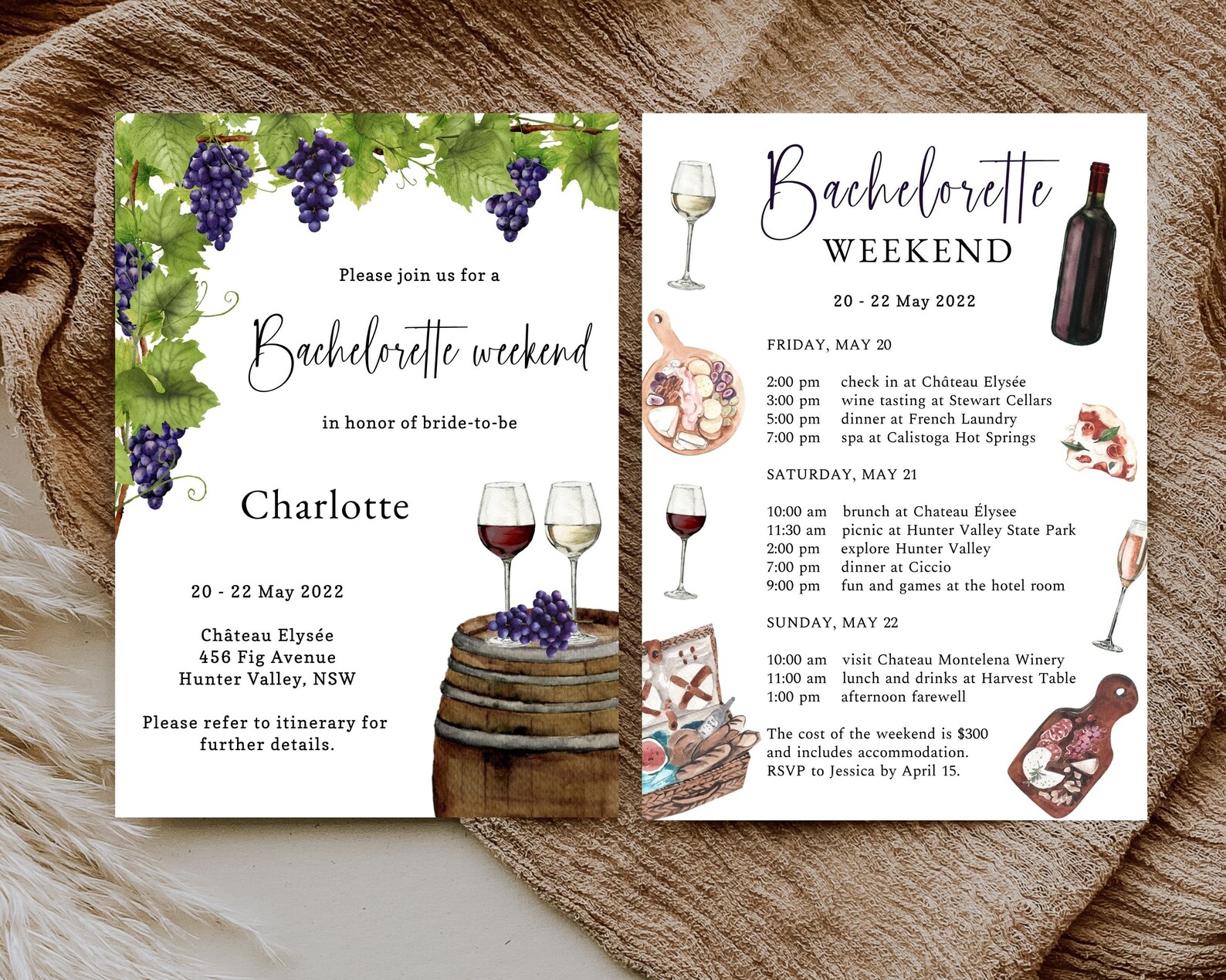Winery Bachelorette Party Itinerary Wine Tasting Invite - Etsy