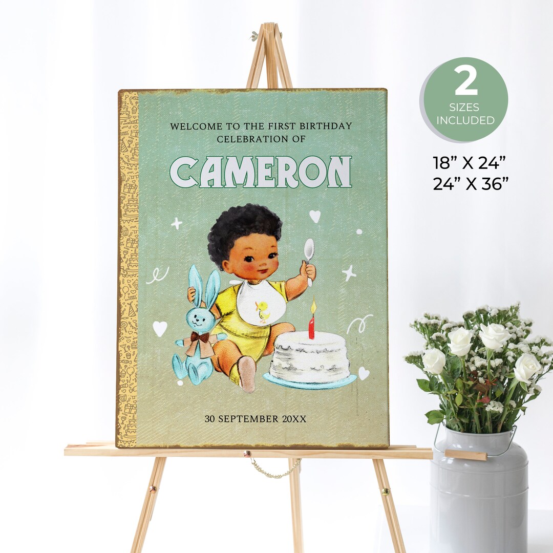 Retro Storybook First Birthday Welcome Sign, Chapter Book Themed ...