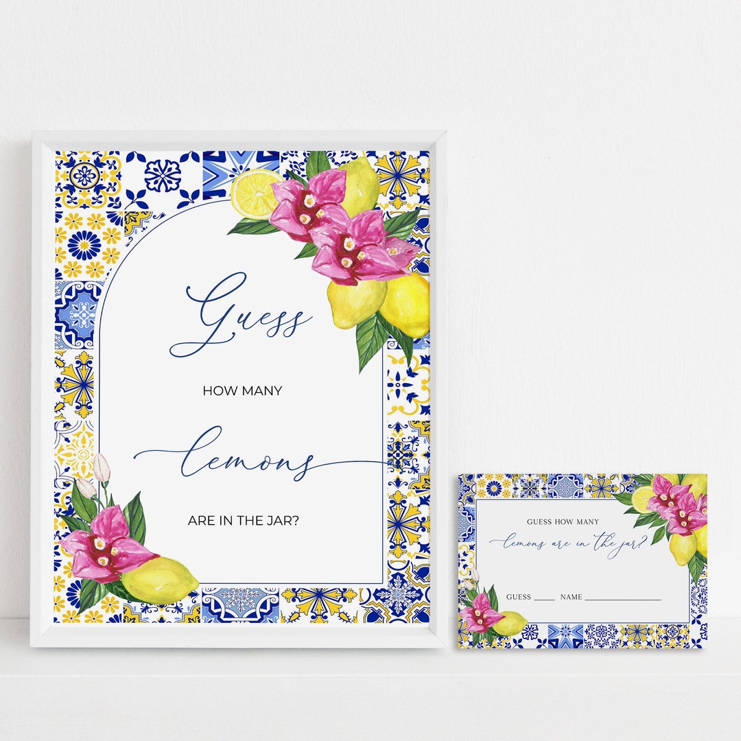 Guess How Many Lemons Are in the Jar, Baby Shower Guessing Game, Bridal ...