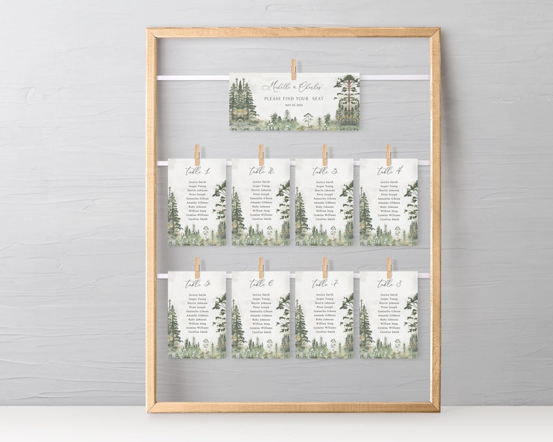Seating Chart Poster Forest Seating Template Woodland - Etsy