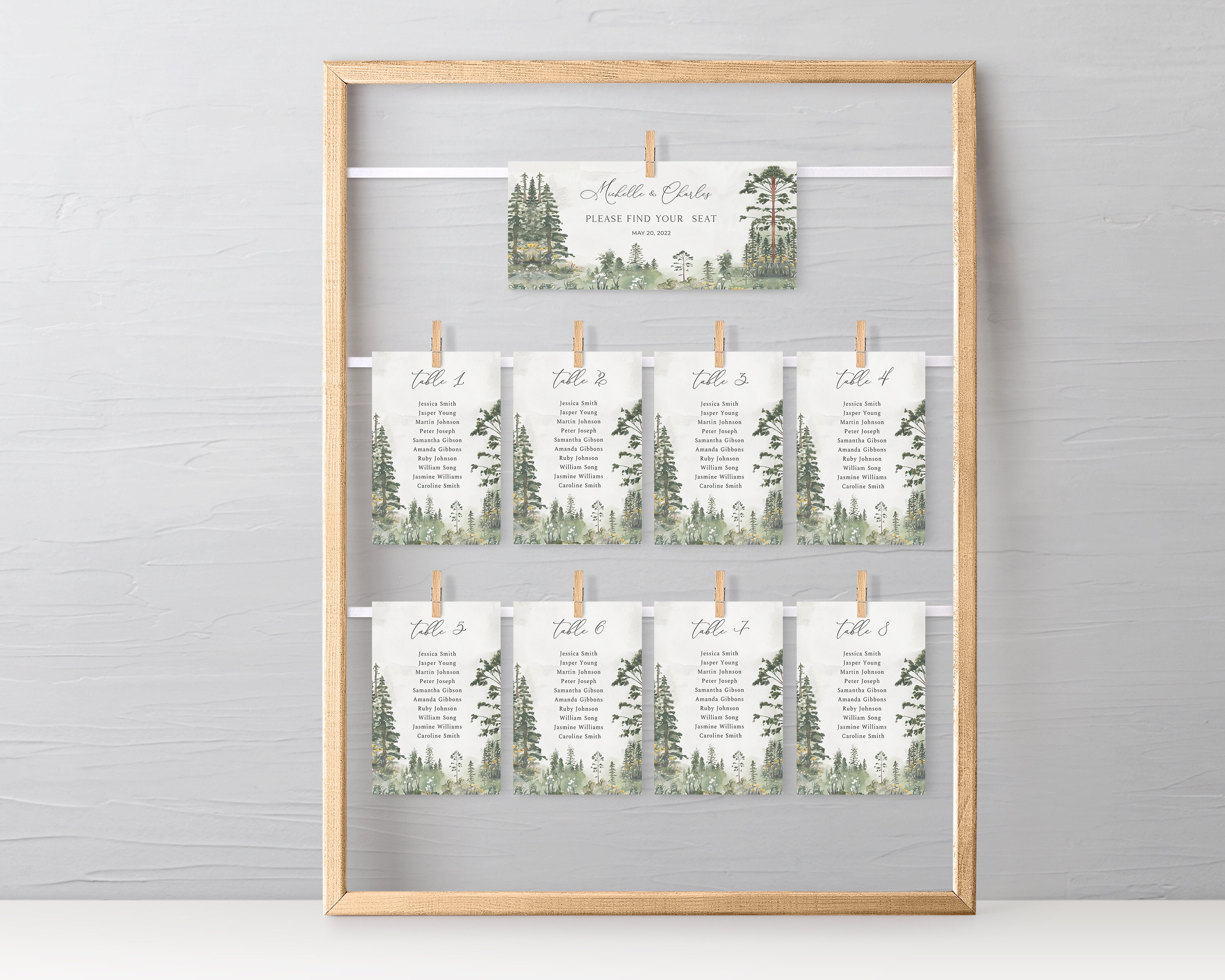 Seating Chart Poster Forest Seating Template Woodland - Etsy