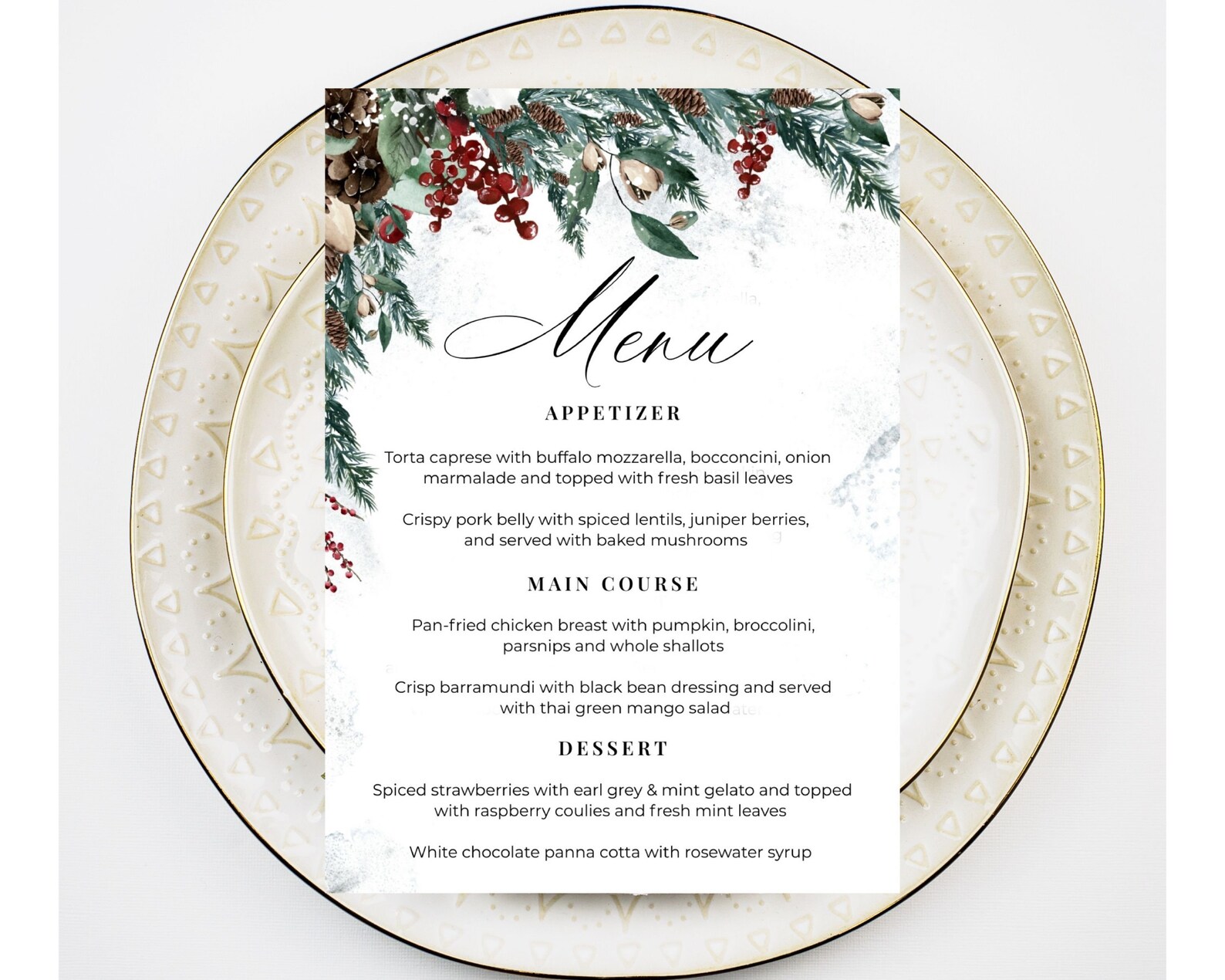 Winter Greenery Menu Template Winter Menu Cards Christmas | Etsy UK