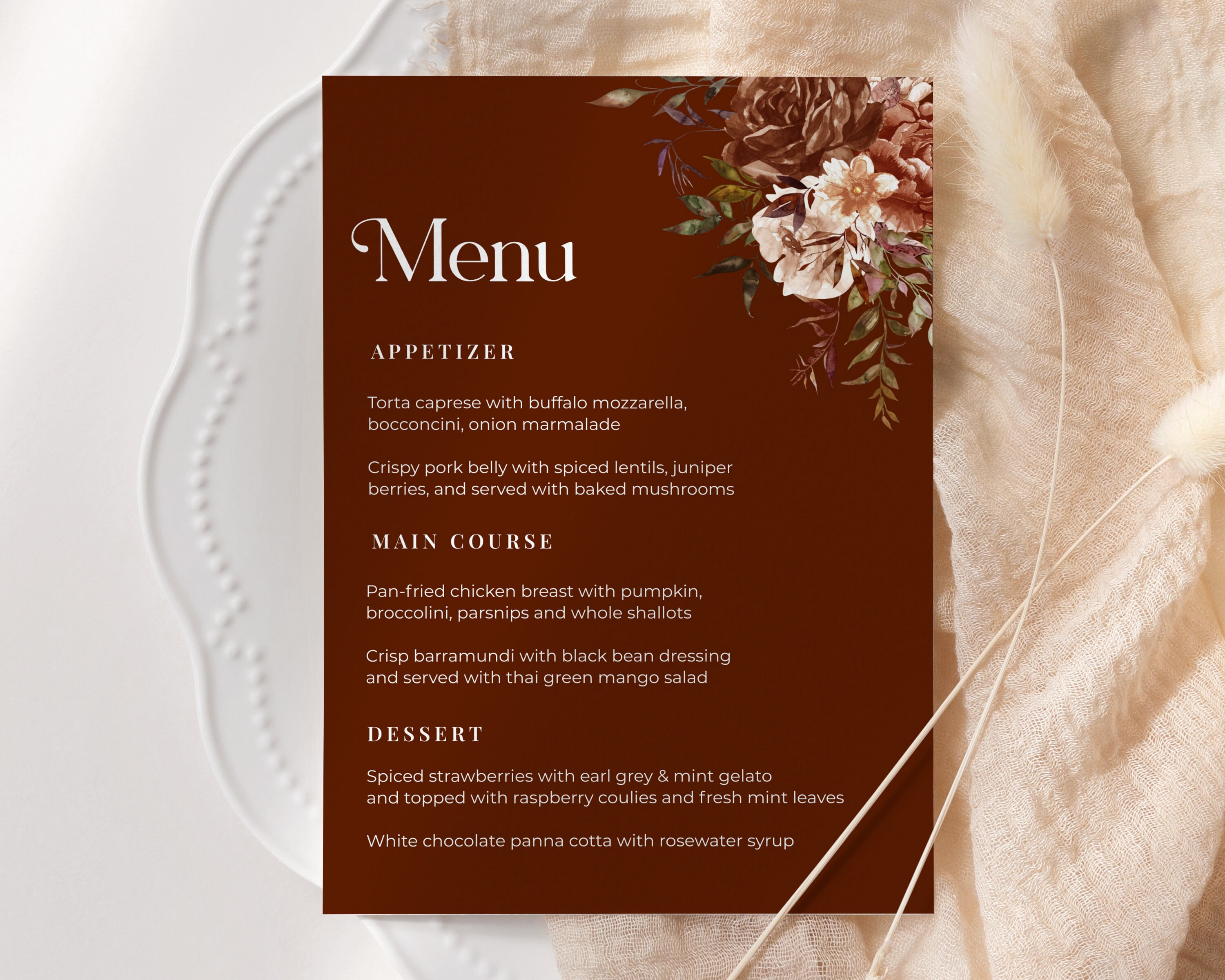 Fall Menu Template Printable Wedding Menu Thanksgiving Menu - Etsy