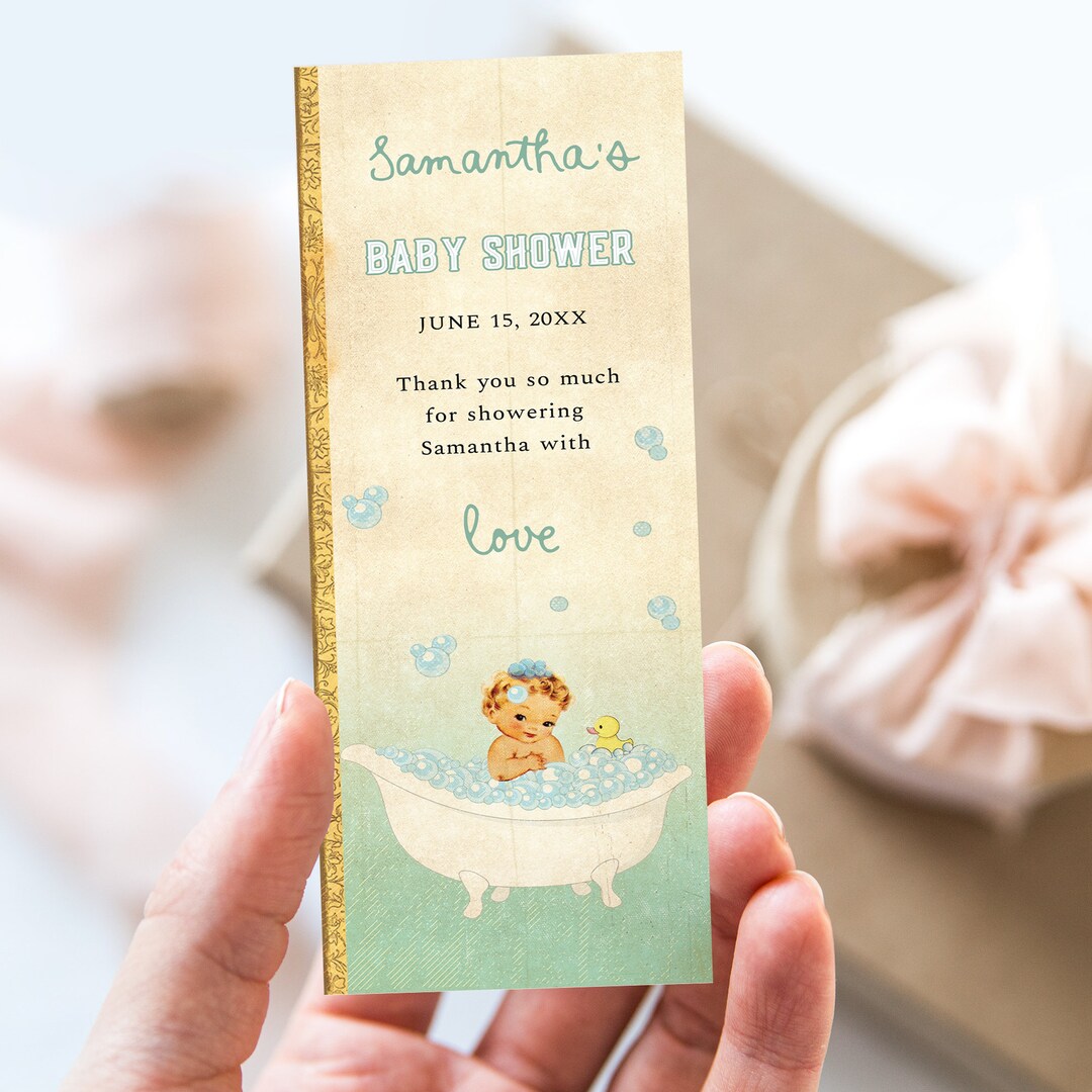 Storybook Bookmark Baby Shower Favor Template, Chapter Book Themed Baby ...
