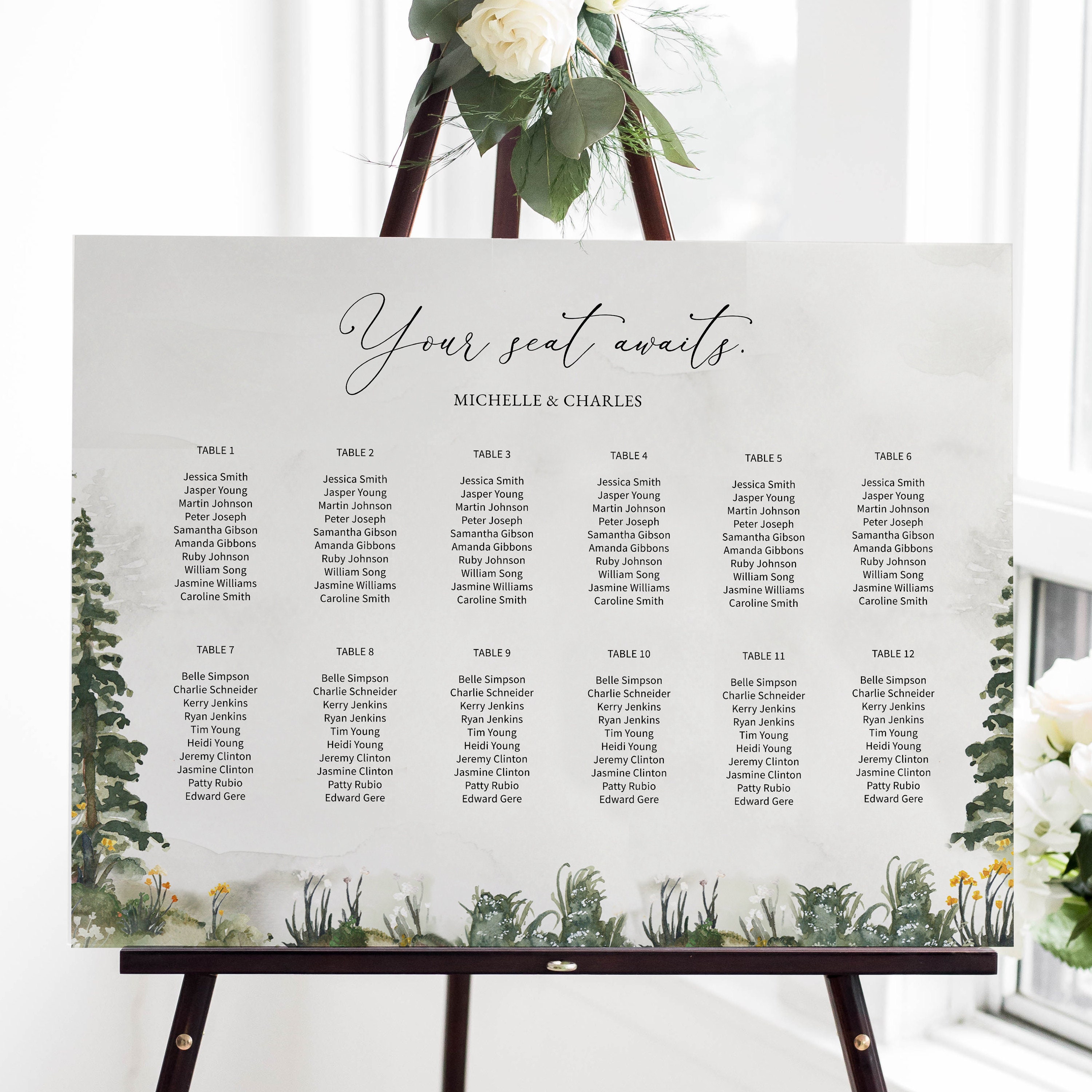 Mountain Seating Chart Pine Trees Table Numbers Forest - Etsy Australia
