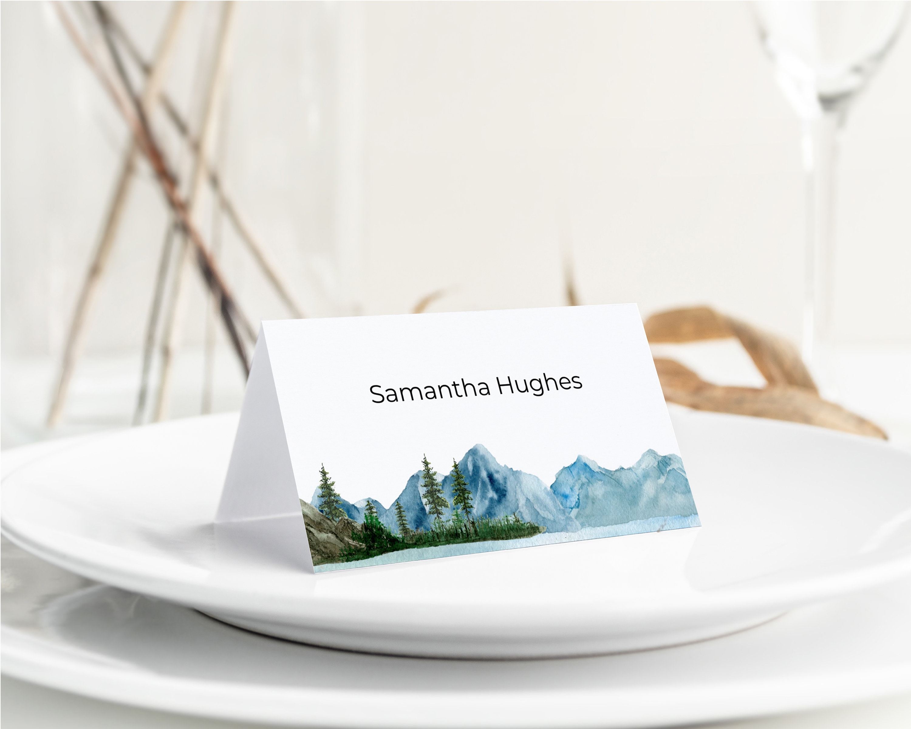 Mountain Place Card Template Printable Mountain Pine Wedding - Etsy
