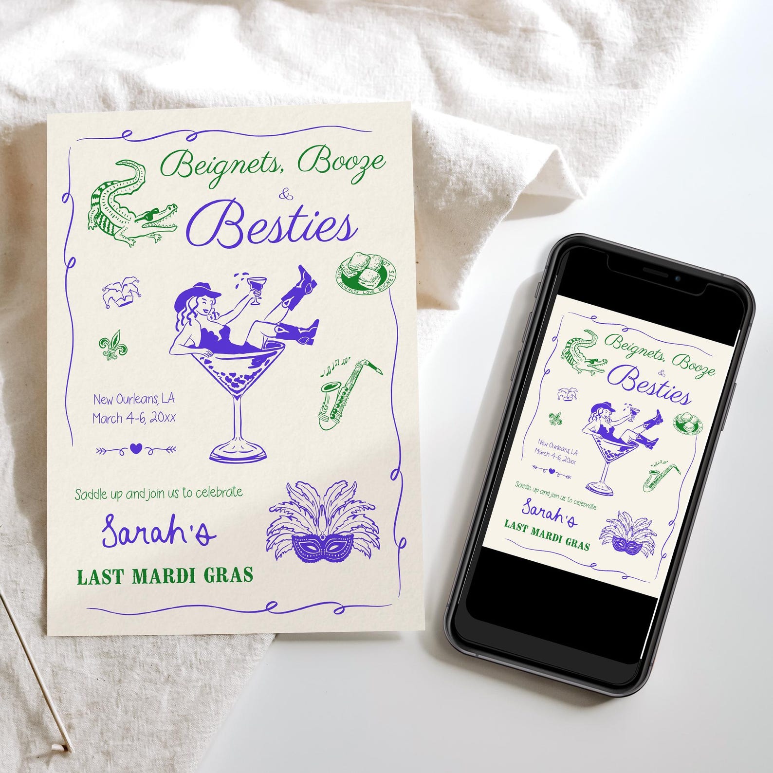 Beignets Booze and Besties Bachelorette, New Orleans Themed Party ...