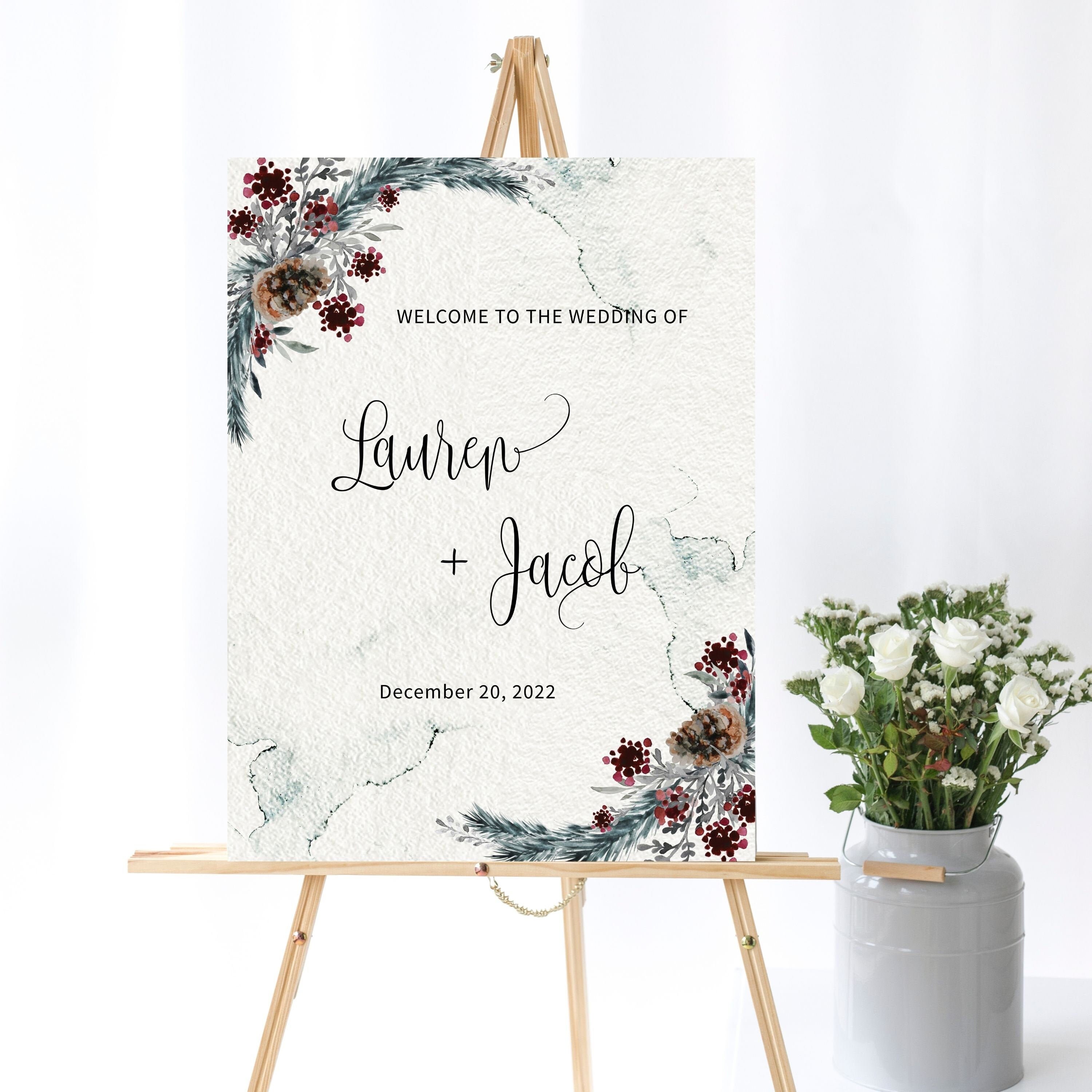 Winter Wedding Welcome Sign Christmas Wedding Welcome Sign - Etsy