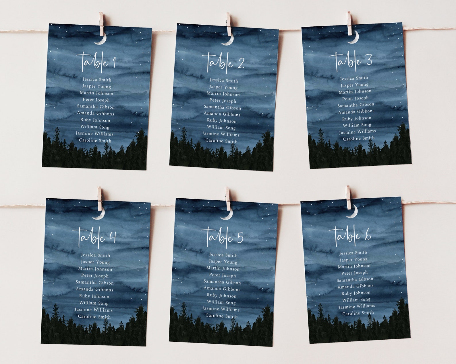 Starry Night Seating Chart Template Under the Stars Seating - Etsy