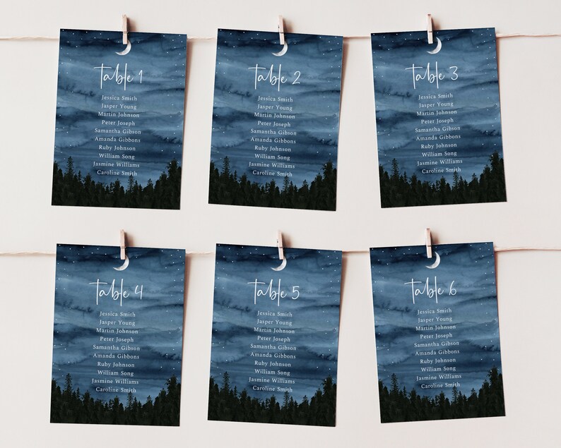 Starry Night Seating Chart Template Under the Stars Seating - Etsy