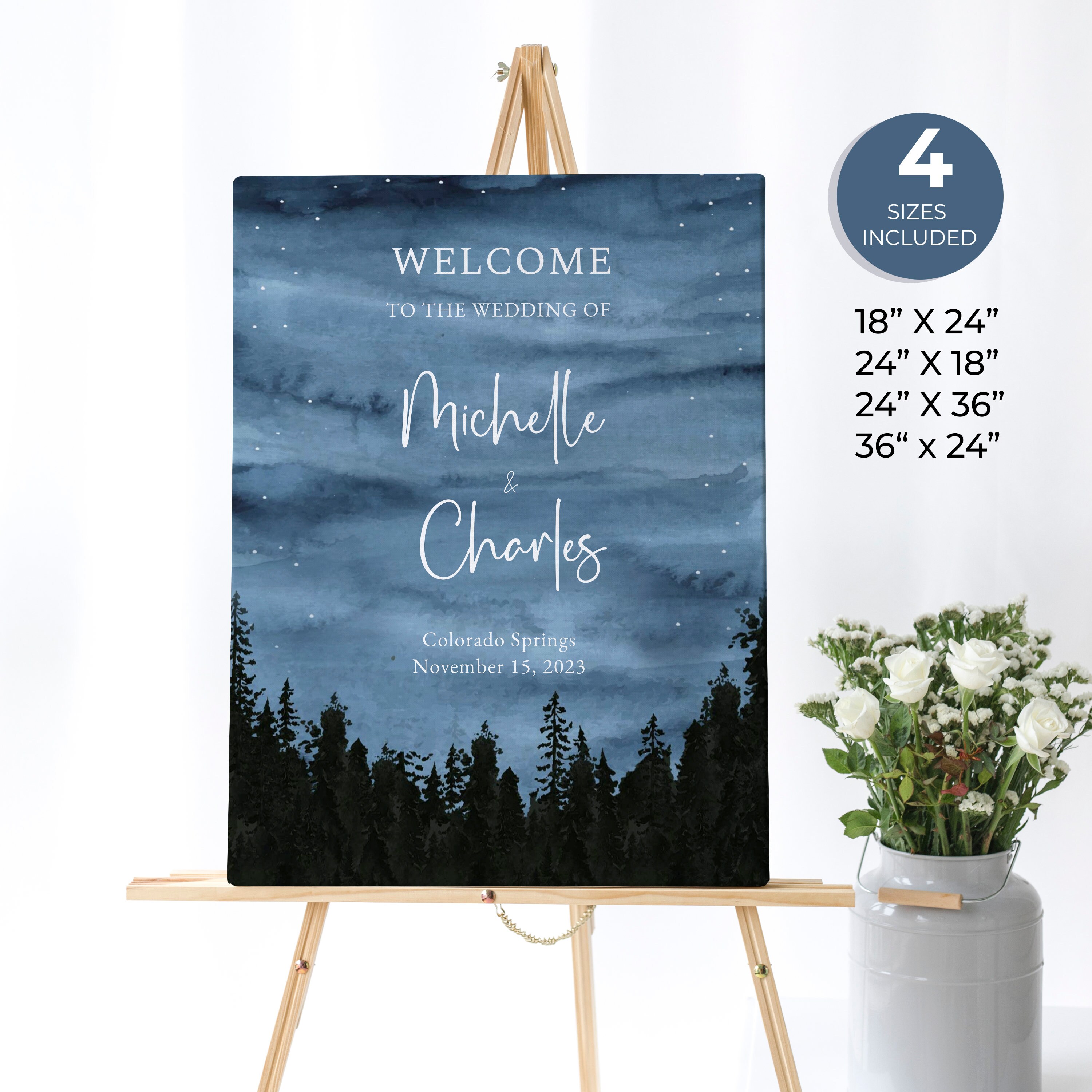 Starry Night Wedding Welcome Sign Under the Stars Wedding - Etsy