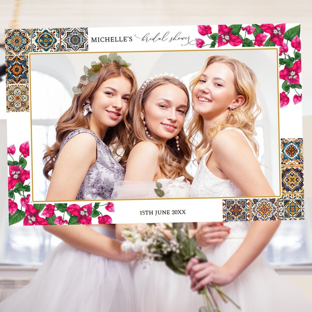 Mediterranean Bridal Shower Photo Prop Frame Printable Template, Hen ...