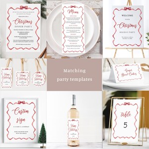 Printable Red Bow Christmas Party Table Number Template, Corporate ...
